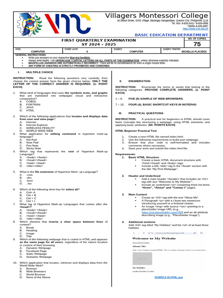Q1-Qa-Computer-9-Sy 2024-2025-Checked | PDF