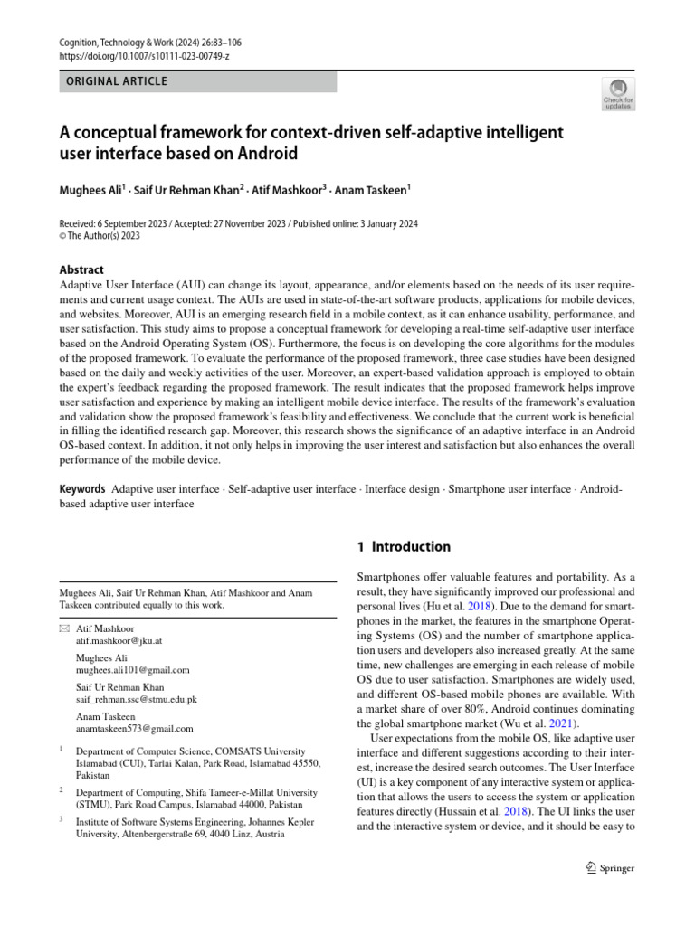 A Conceptual Framework For Context Driven Self Adaptive Intelligent User Interface Based On ...