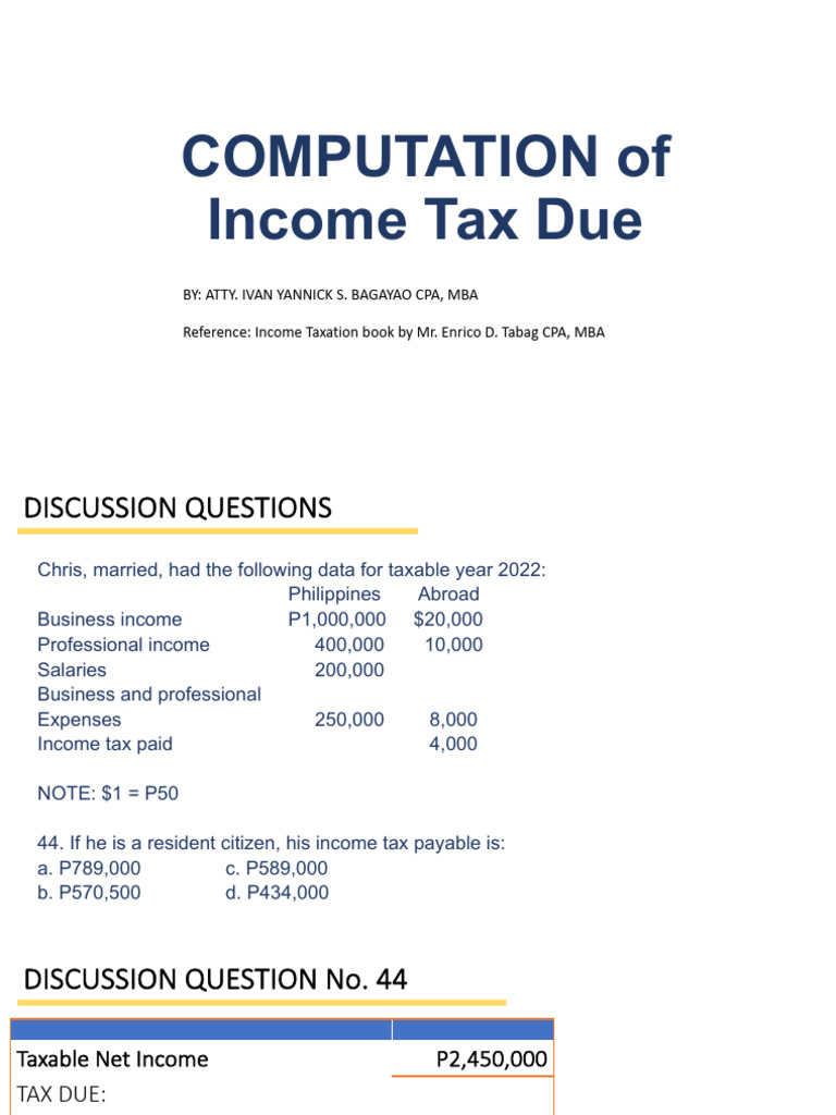 Individual Income Tax Computation Part 3 | PDF