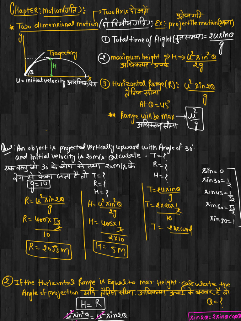 Projectile Motion Class Notes | PDF