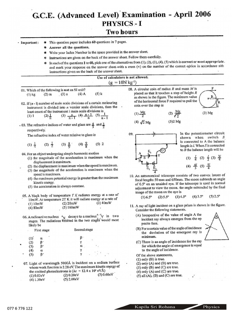 2006 Physics English m | PDF