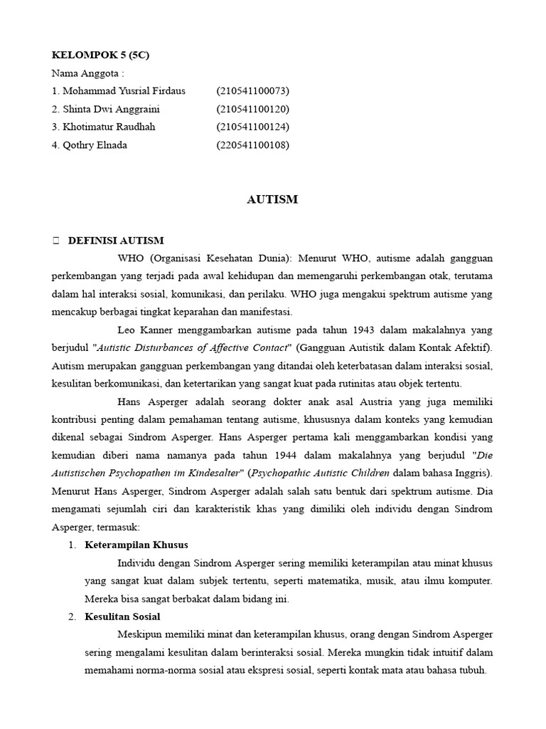 Makalah Autisme | PDF