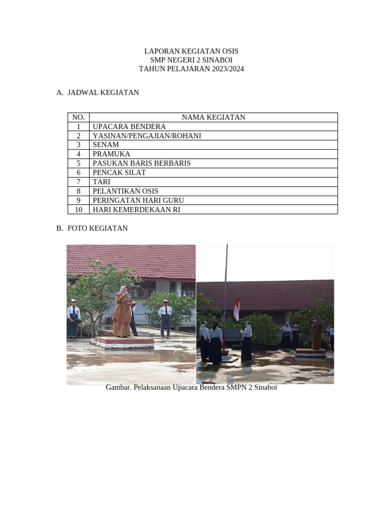 Laporan Kegiatan Osis Pdf