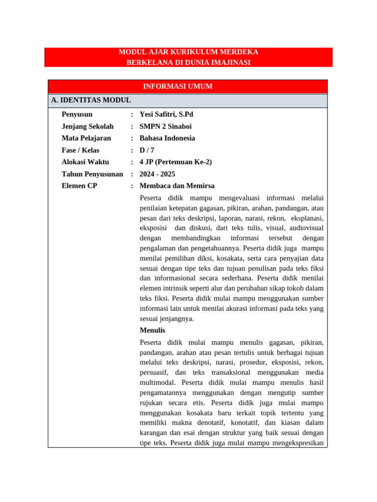 Modul Ajar Supervisi 2024 2025 | PDF