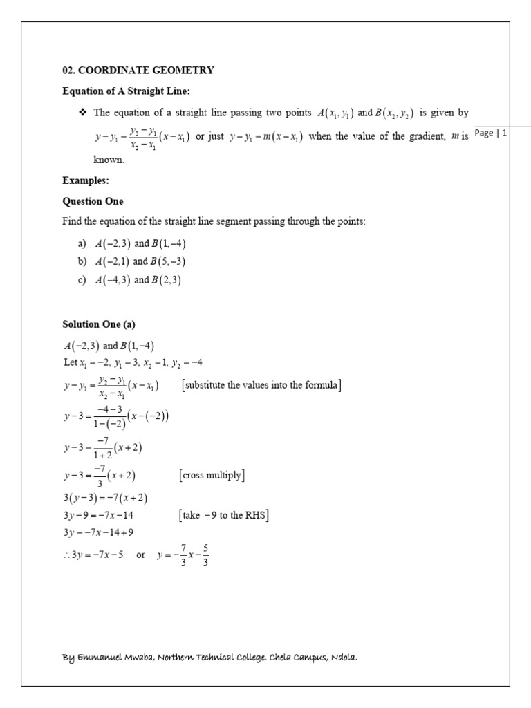 Equation of A Line, Paralell & Perpendicular Lines, Collinear Points | PDF