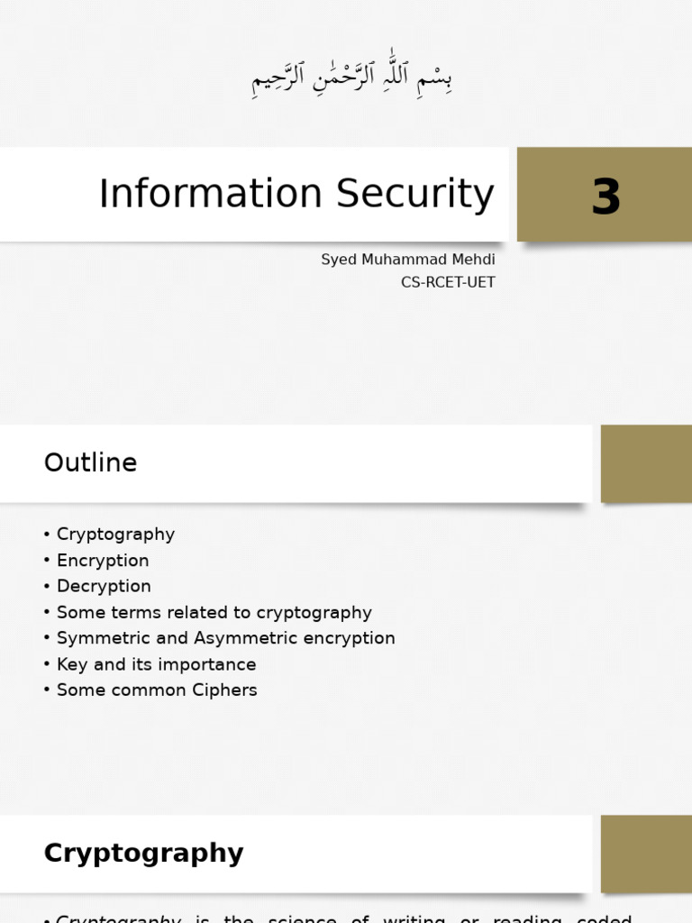 Information Security-3 Cryptography I | PDF