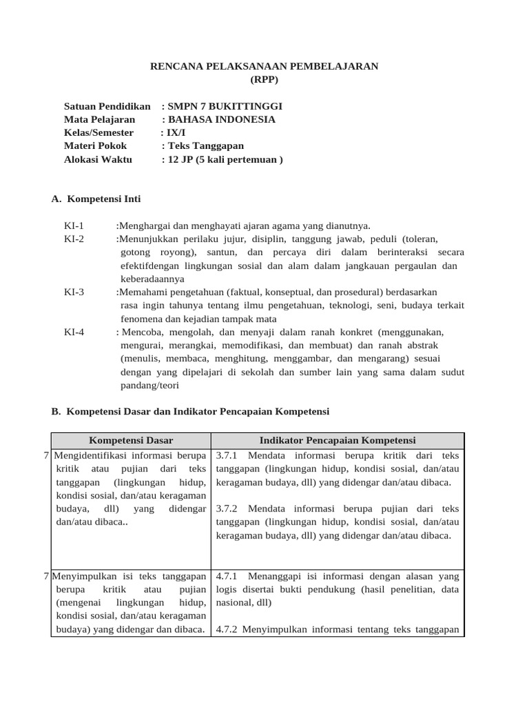 Rencana Pelaksanaan Pembelajaran | PDF