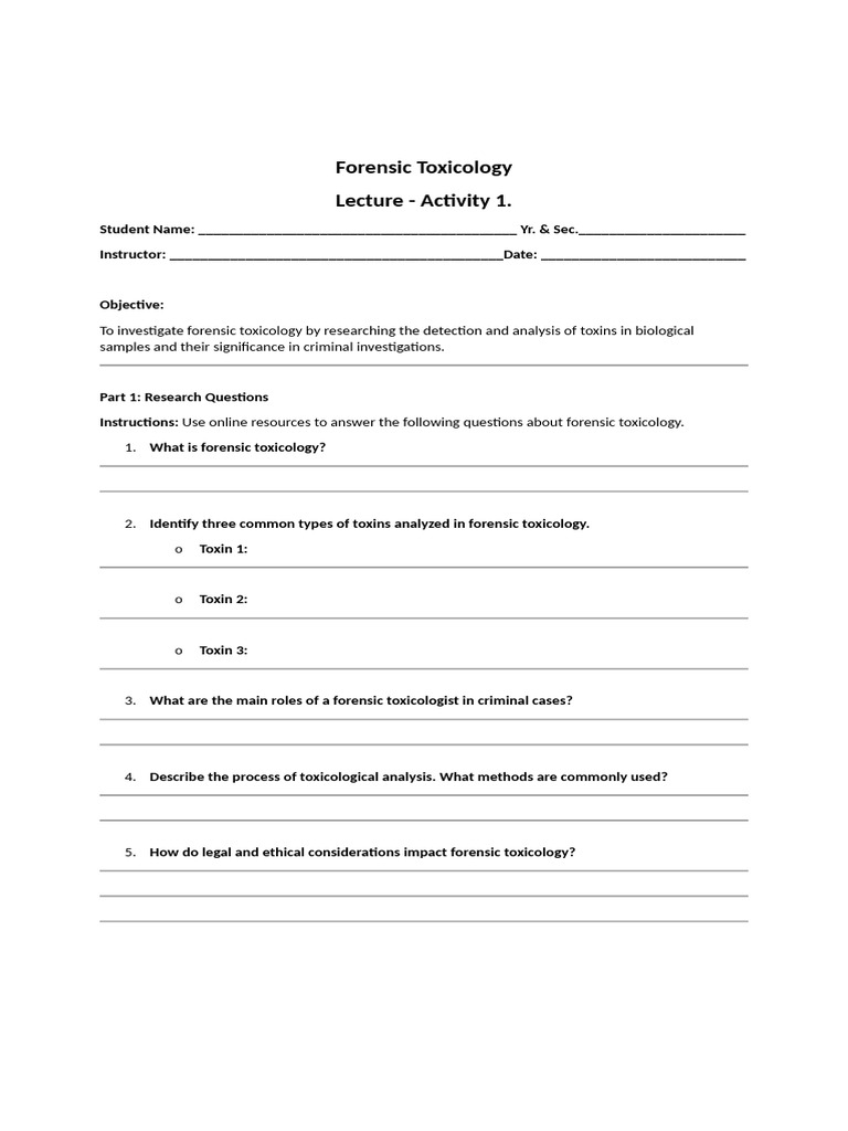 Forensic Toxicology-Activity 1 | PDF
