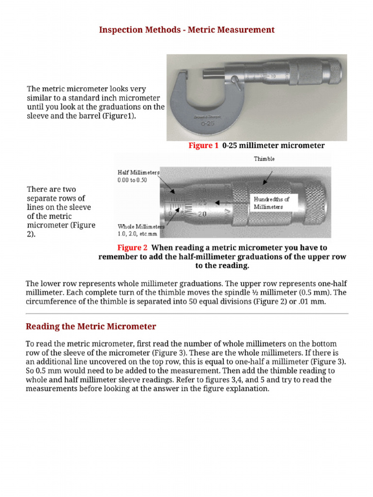 How To Read A Micrometer in MM | PDF