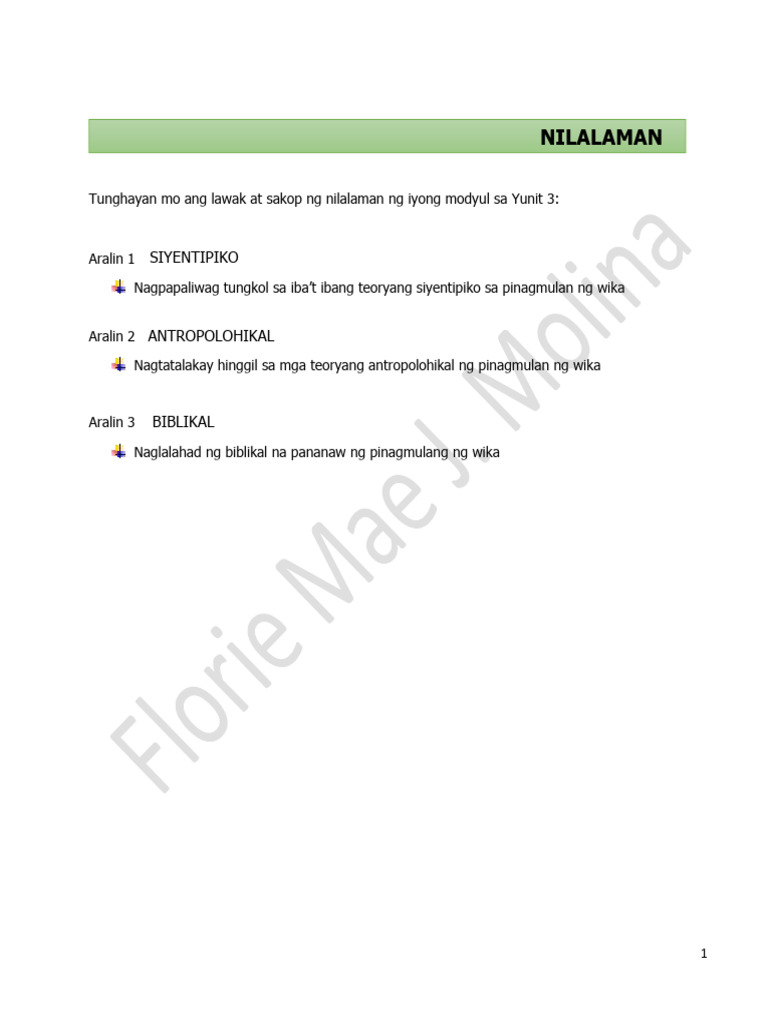 Module FIL 101 Yunit 3 | PDF