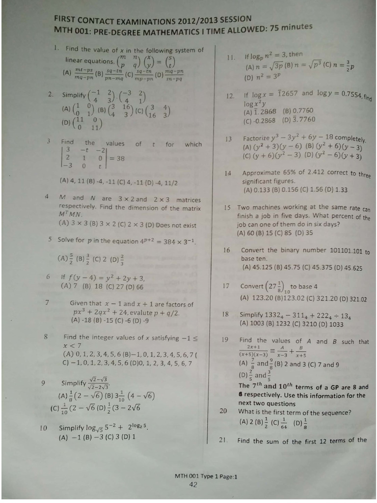 Maths - Pre Degree (2) | PDF