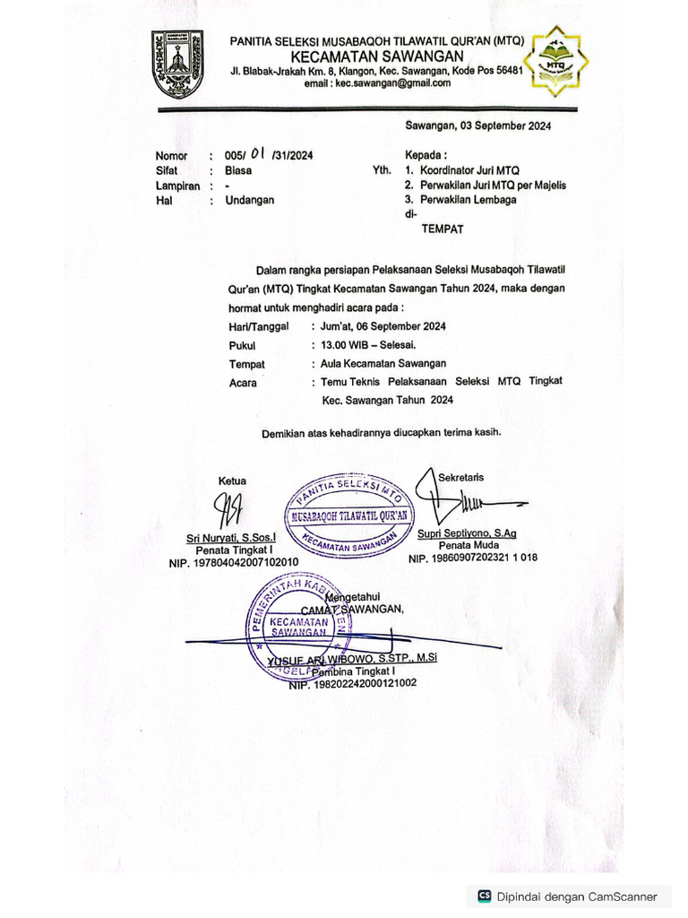 Undangan Temu Teknis MTQ | PDF