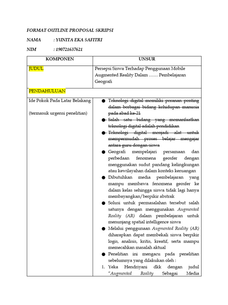 Outline Proposal Skripsi Yunita | PDF