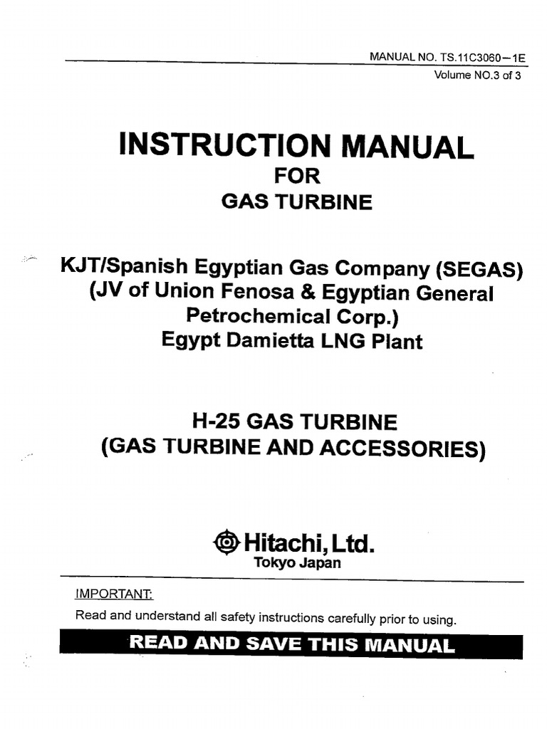 Instruction Manual For Gas Turbine Volume No - 3 of 3 | PDF