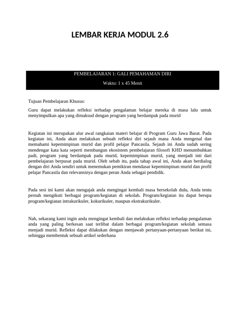 Lembar Kerja Modul 2.6 Wajib Edit Link | PDF