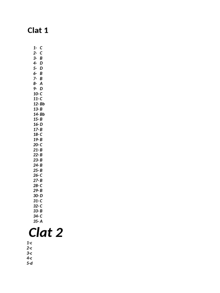 Clat 1 To 3 Answer Key | PDF