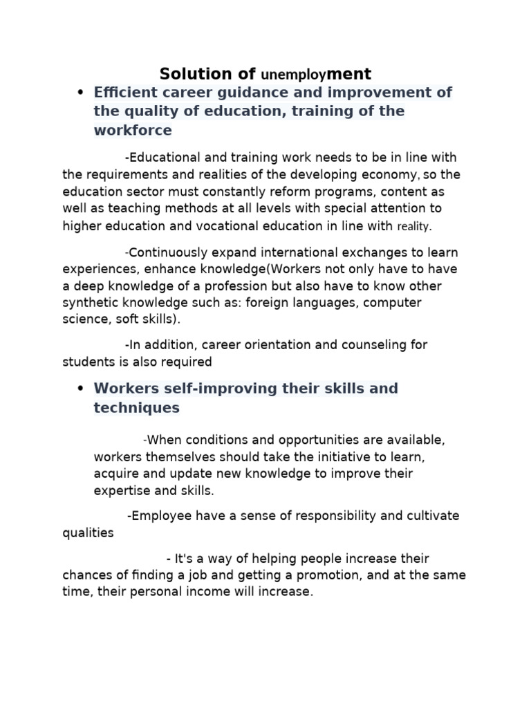 Solution of Unemployment | PDF