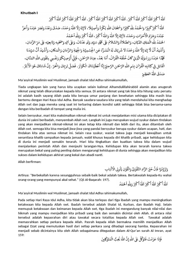 kHUTBAH SHOLAT IDUL ADHA Ok | PDF