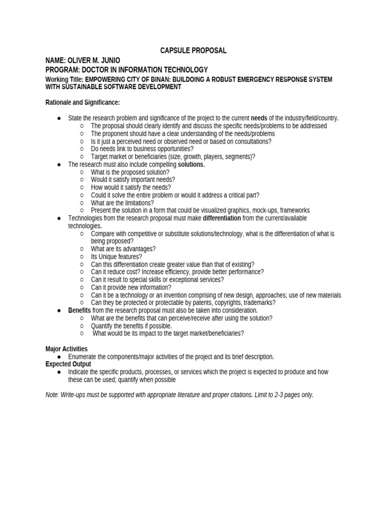 Capsule Proposal - Omj | PDF