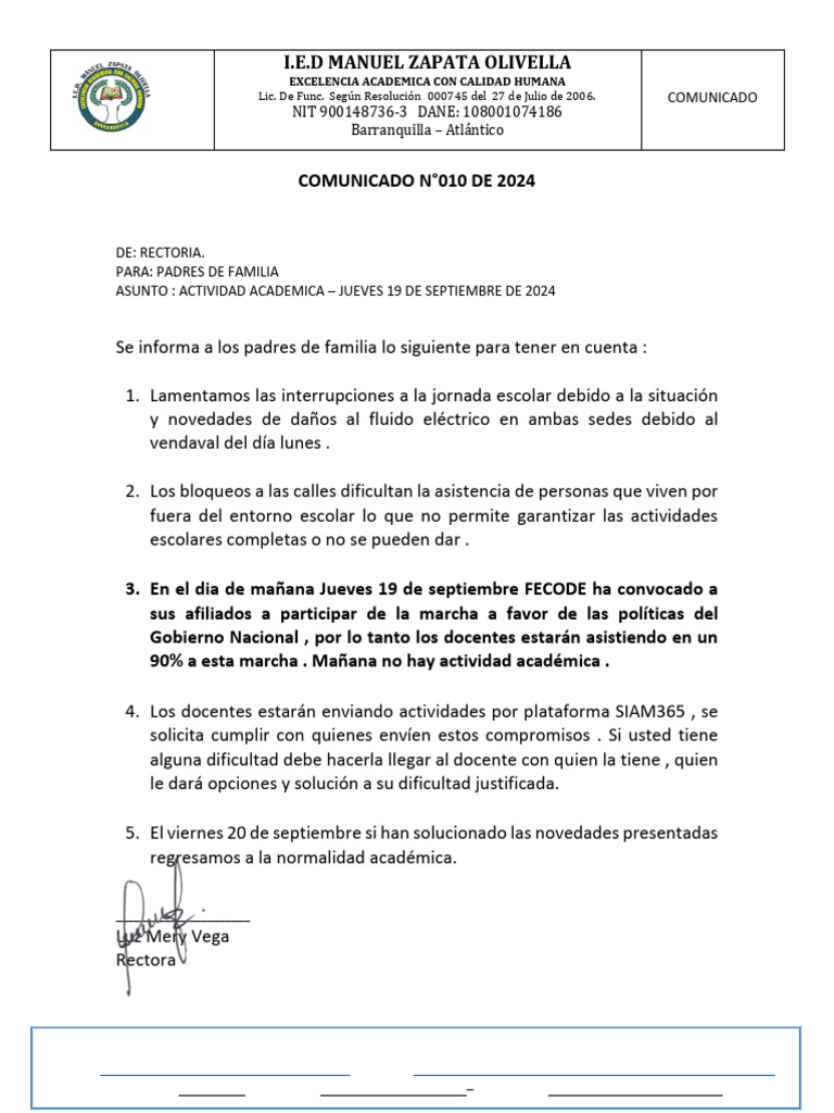 Comunicado 010-Marcha | PDF | Ciencias sociales | Ciencia y matemáticas