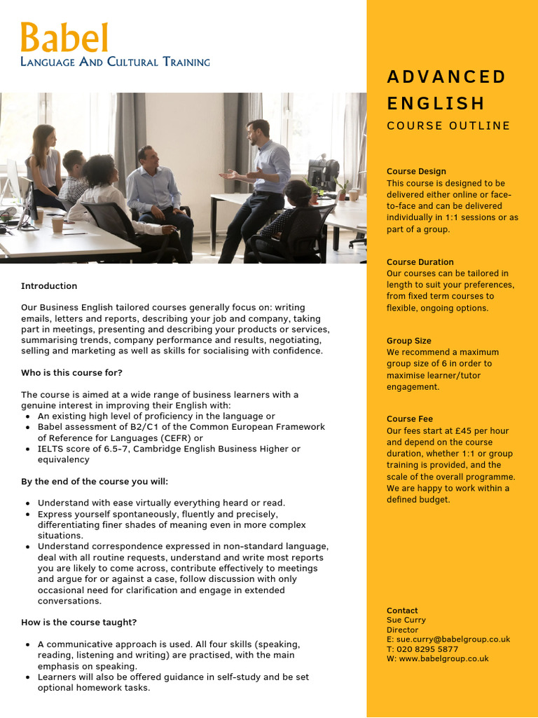 Advanced English Course Outline | PDF