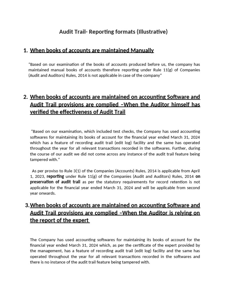 Audit Trail Reporting Formats | PDF