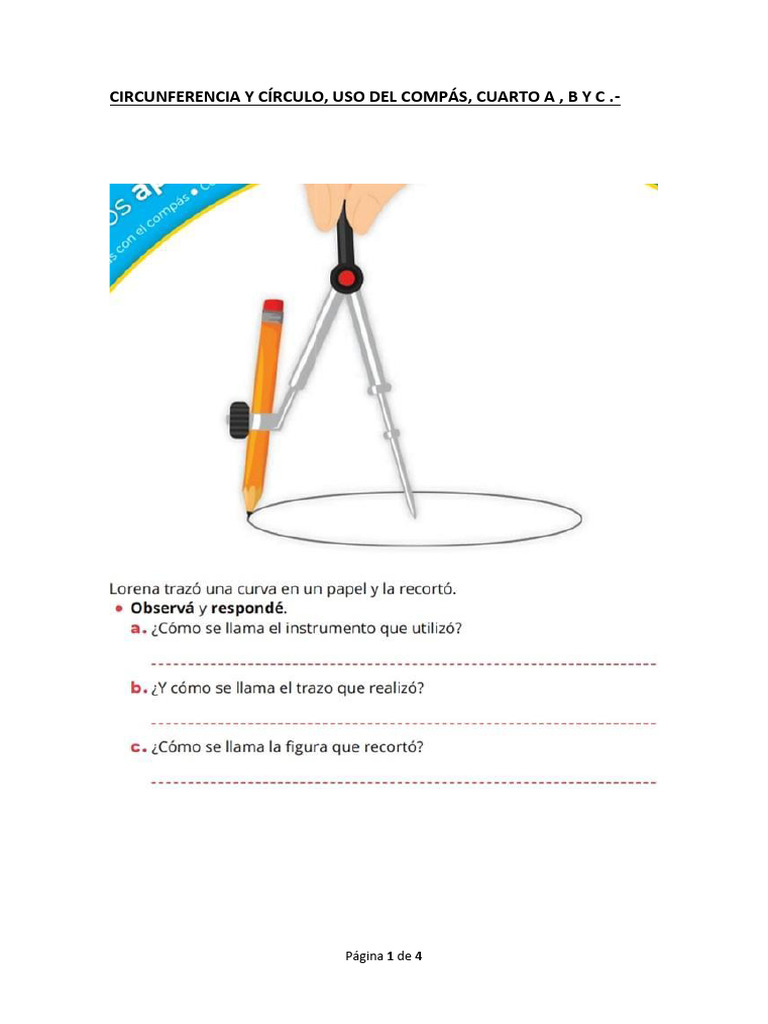 Circunferencia y Círculo, CUARTO A, B Y C | PDF