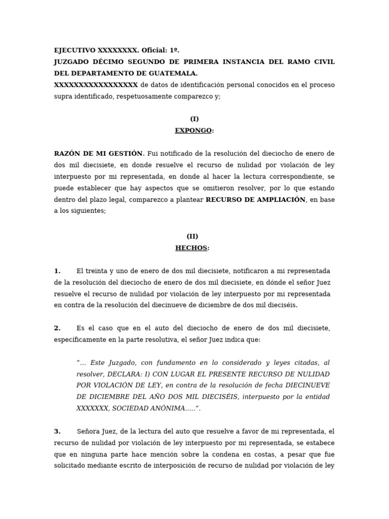 Recurso de ampliación | PDF