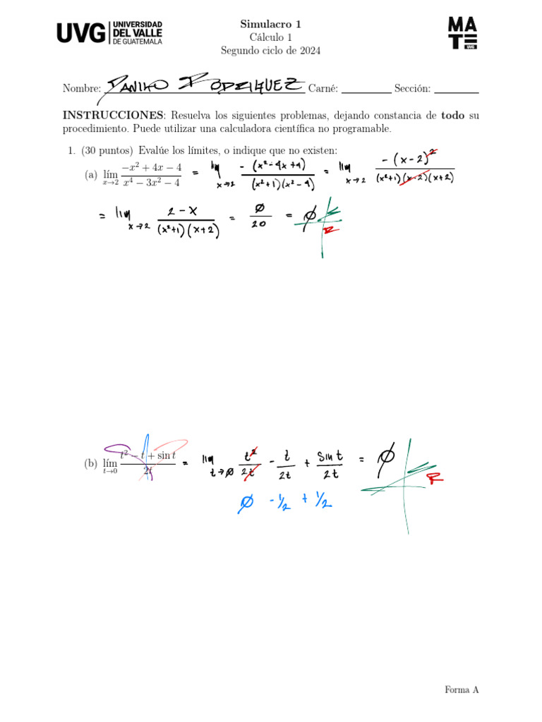 Clave Simulacro 1 A - C1 2024 | PDF