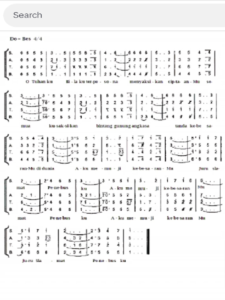 Oh Tuhan Sungguh Ku Terpesona Aku Memuji Kebesaranmu Partitur Satb ...