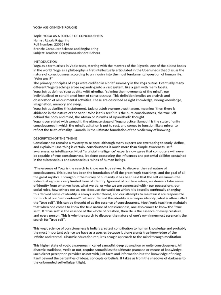 Yoga Assignment | PDF