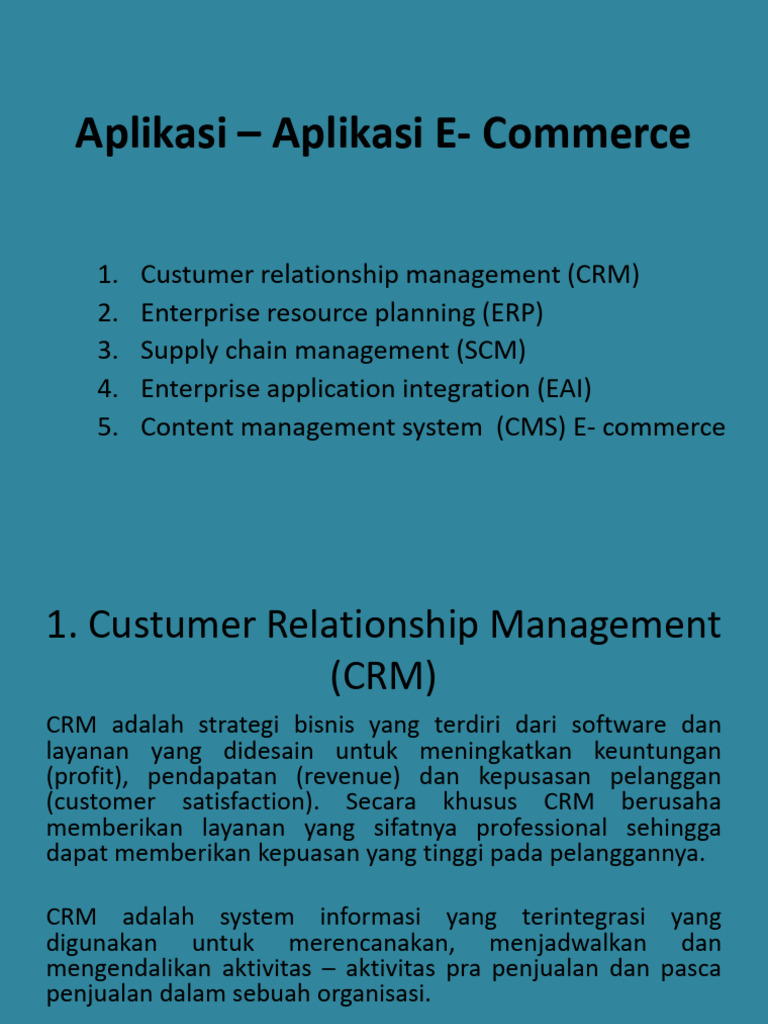 Aplikasi - Aplikasi E - Commerce CRM | PDF