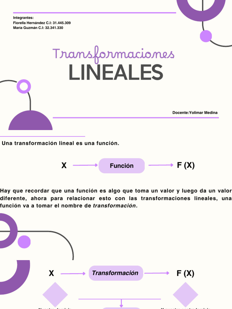 Diapositivas Transformaciones Lineales | PDF