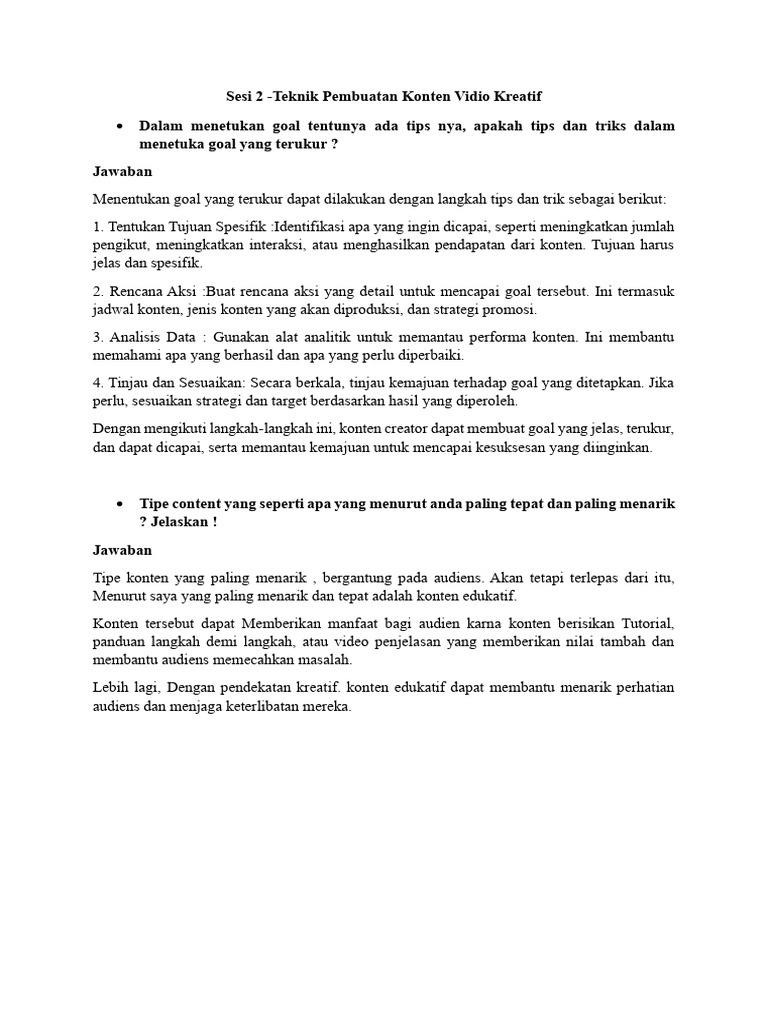 Sesi 2-Teknik Pembuatan Konten Vidio Kreatif | PDF