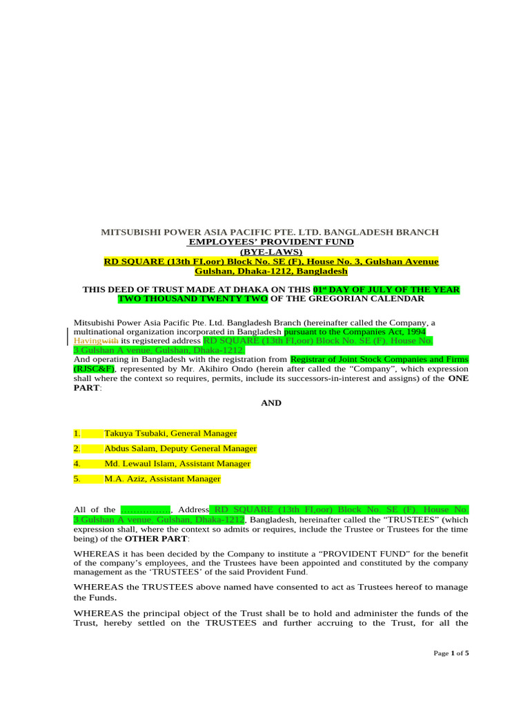 Trust Deed Draft | PDF