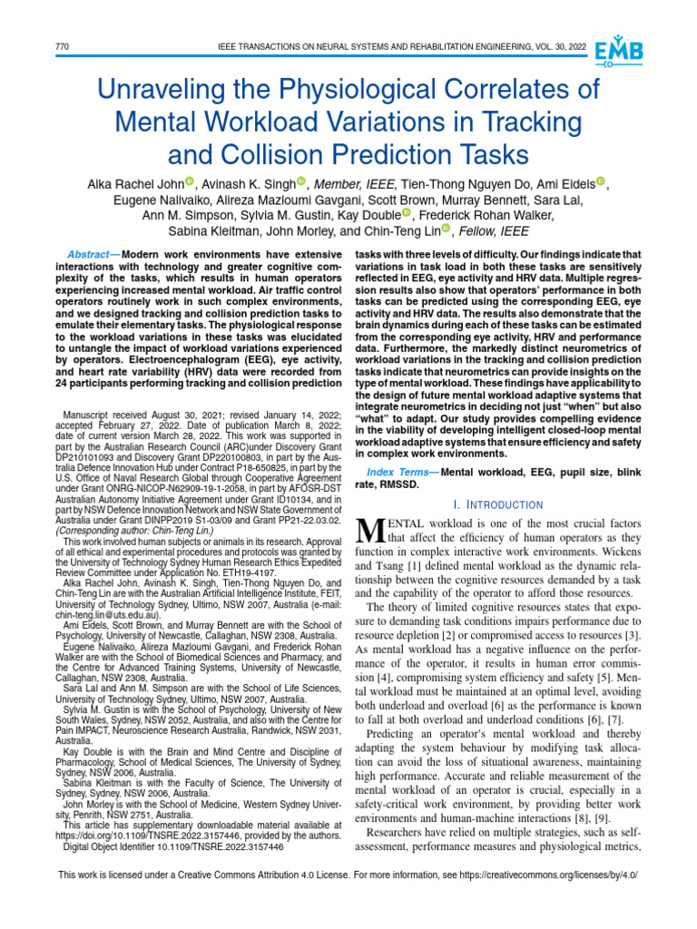 Unraveling The Physiological Correlates Of Mental Workload Variations In Tracking And Collision