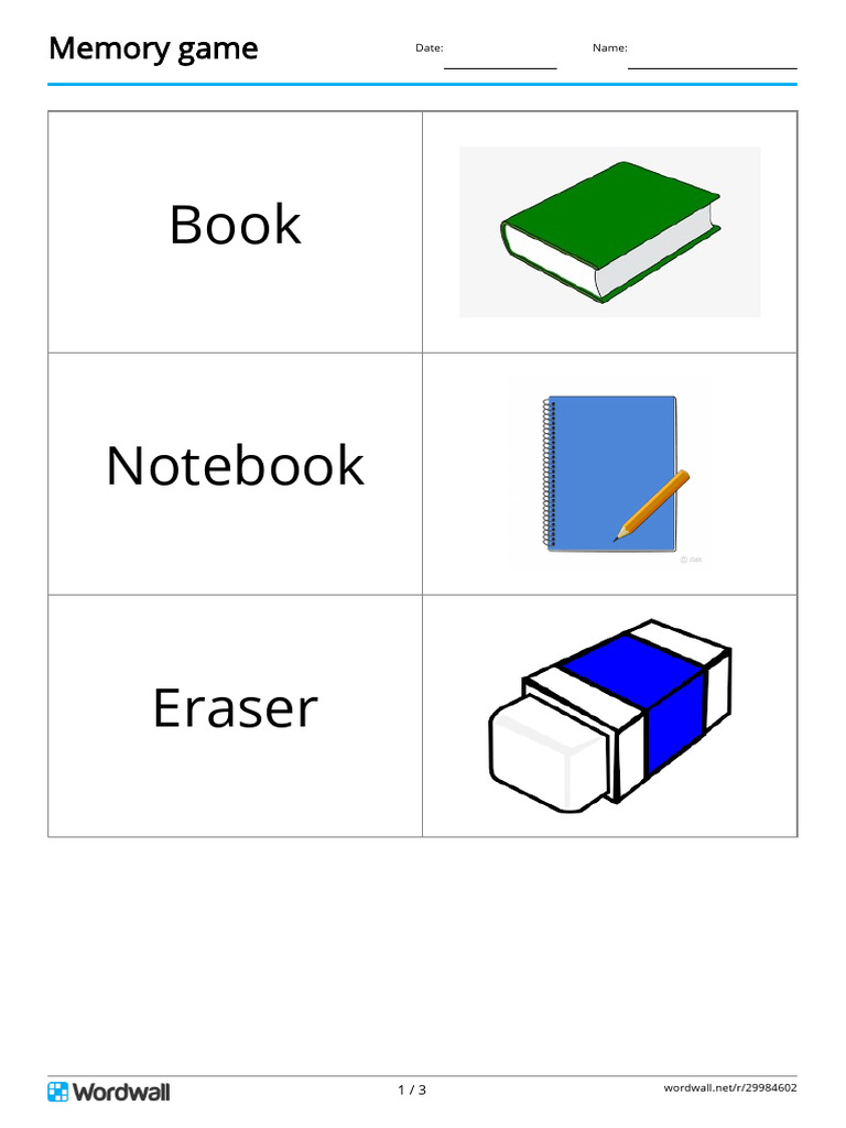 Memory Game Flash Cards | PDF