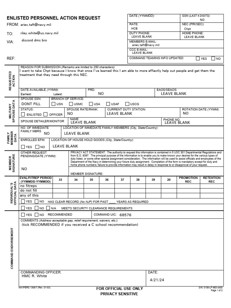 NAVPERS 1306 7 ATaft | PDF