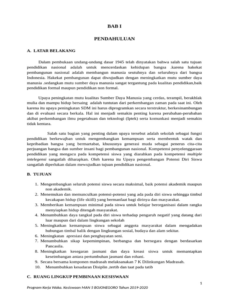 Proker Kesiswaan 2017-2018 | PDF