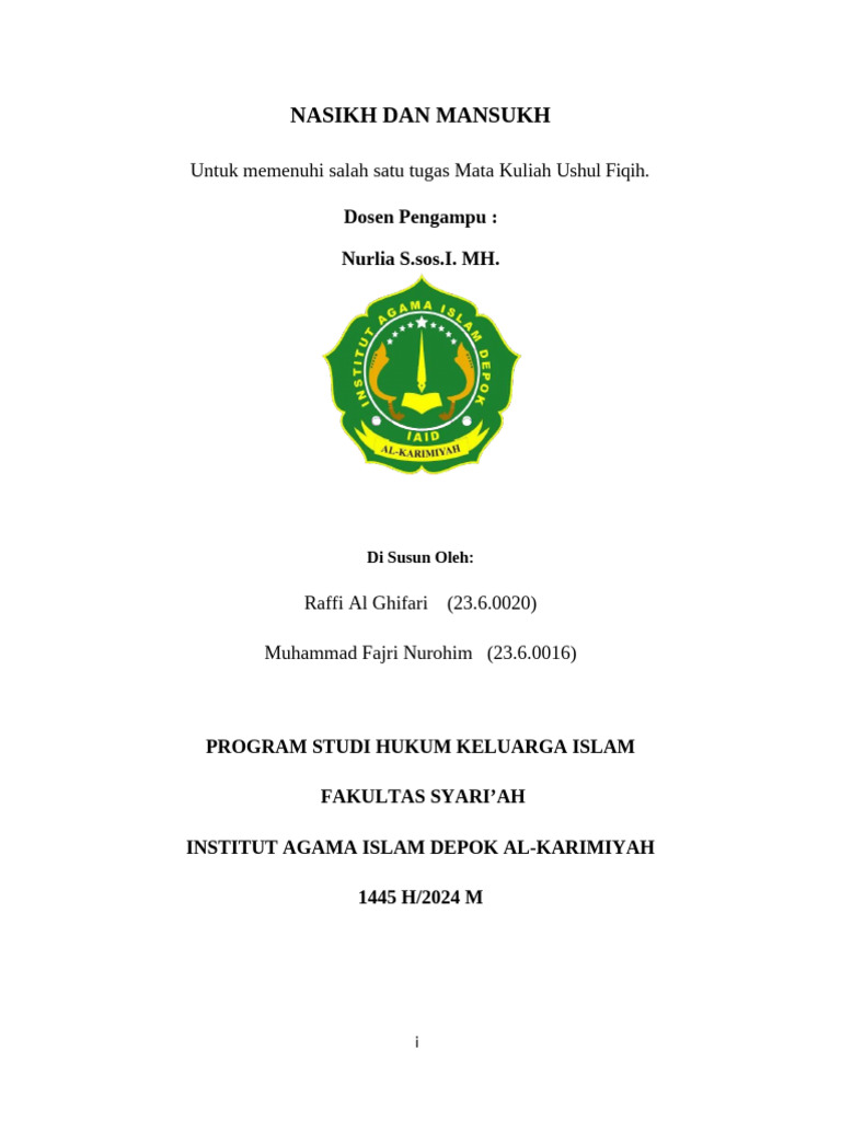 Makalah Nasikh Dan Mansukh Finish | PDF