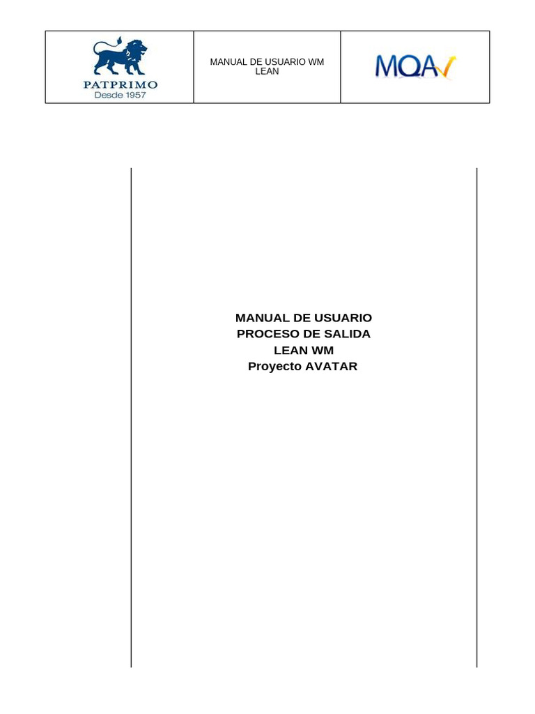 Manual de Usuario WM LEAN Eliot PROCESO DE SALIDA | PDF