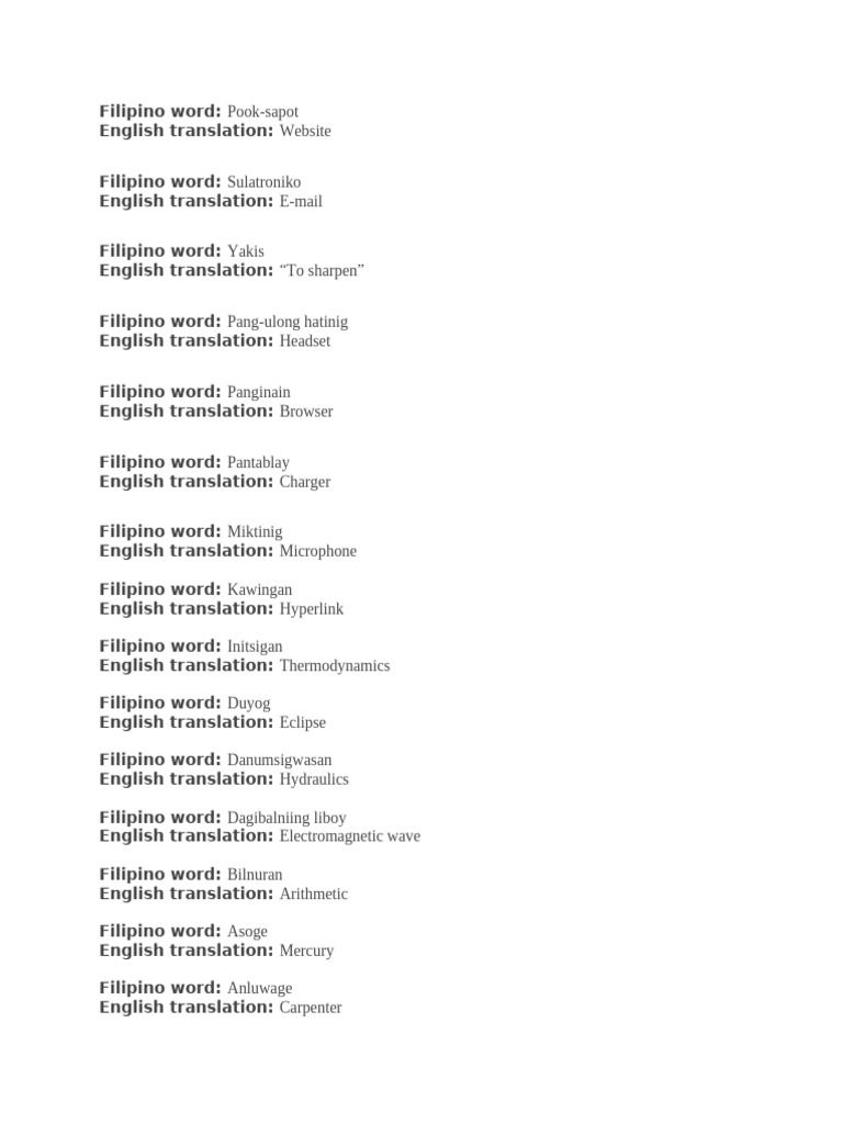 Filipino Word | PDF