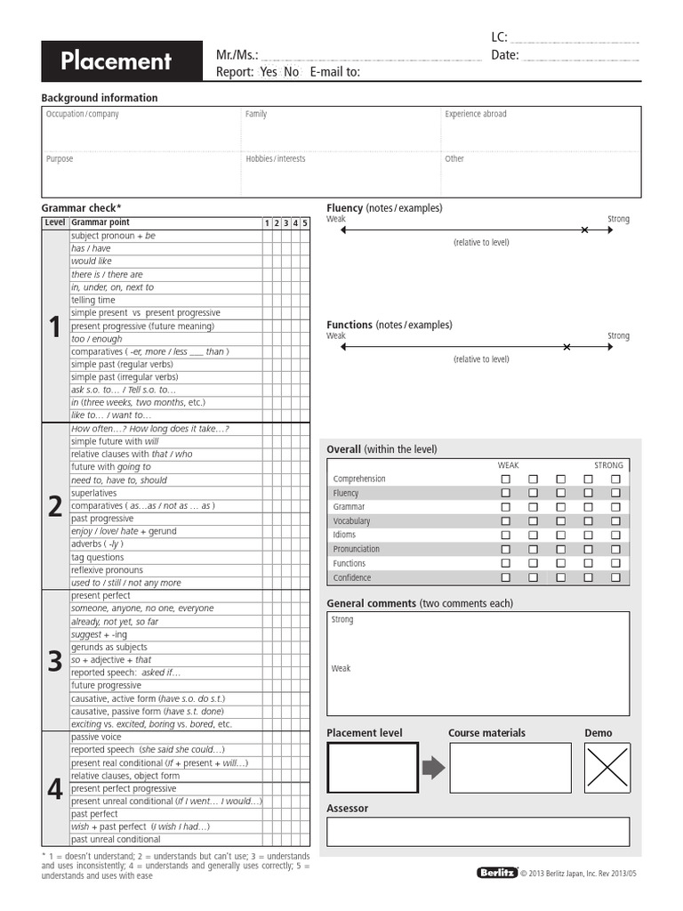 Placement Form English | PDF