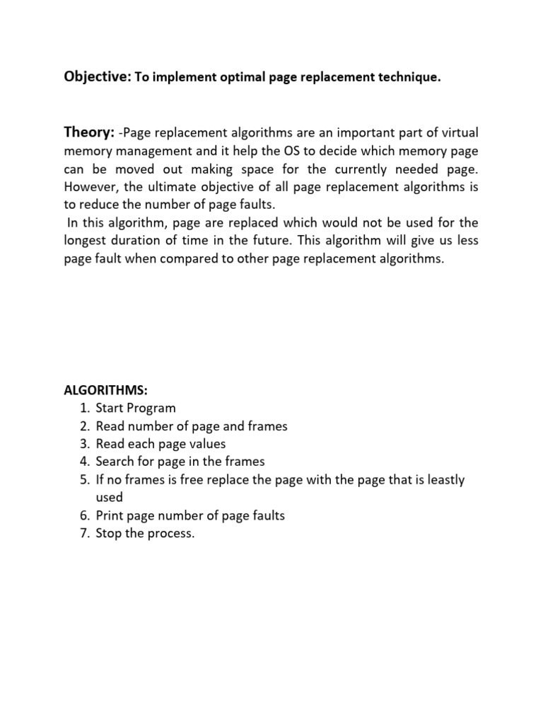 Optimal Page Replacement Algorithm | PDF | Computers
