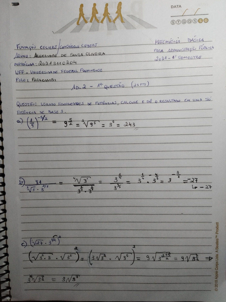 AD2 - Questao 1 - Matemática | PDF