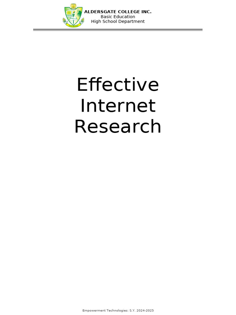 Effective Internet Research | PDF | Internet | World Wide Web