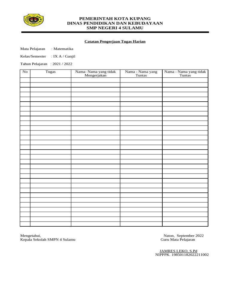 Catatan Pengerjaan Tugas | PDF