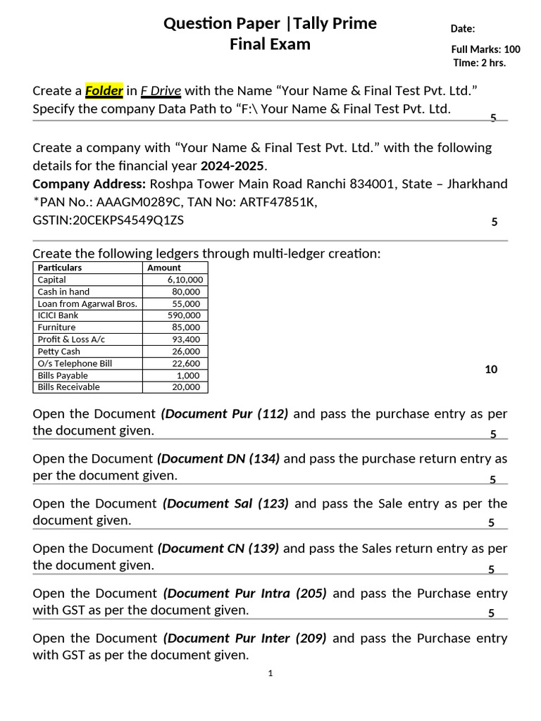 Tally Final Exam September 2024 | PDF