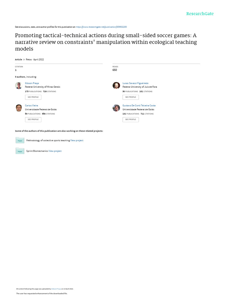 Promoting Tactical-Technical Actions During Small-Sided Soccer Games ...