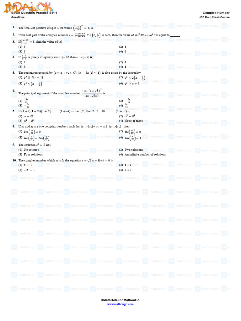 49 Qs - Practice Question Set 1 @IndAlok | PDF | Numbers | Arithmetic